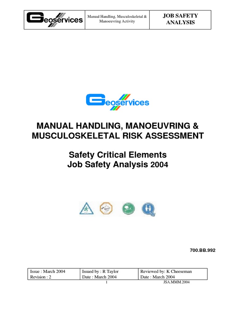 JSA Manual Handling & Musculoskeletal - 2004 | Download Free PDF ...