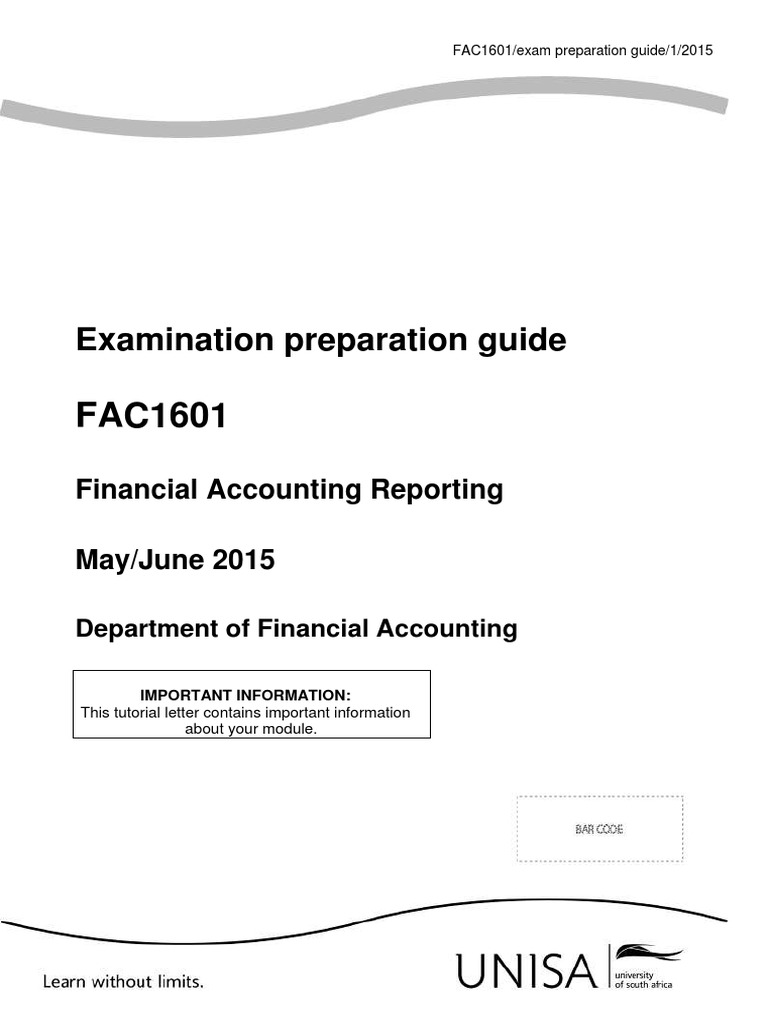 Unisa Exam Preparation Guide | PDF | Debits And Credits | Goodwill ...
