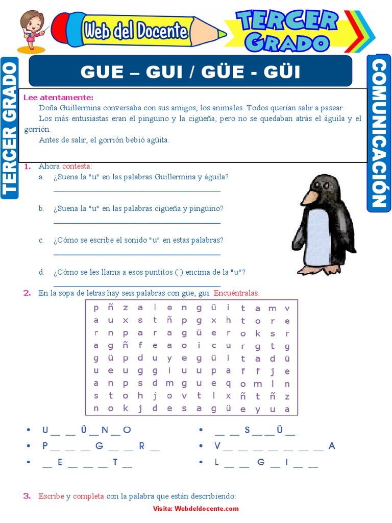 Uso de La GUE GUI GÜE GÜI para Tercer Grado de Primaria | PDF