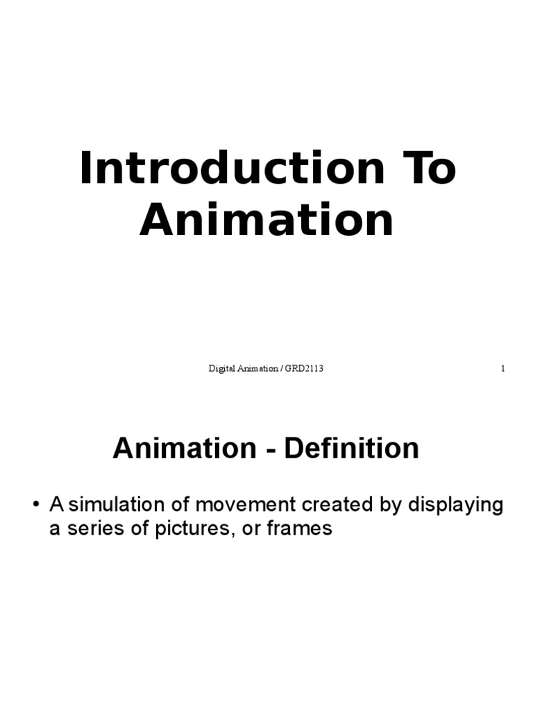 1 - Introduction To Animation | PDF | Animation | Computer Animation