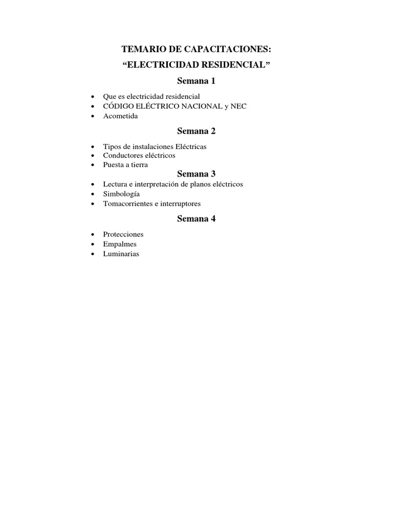 Temario Electricidad Residencial | PDF