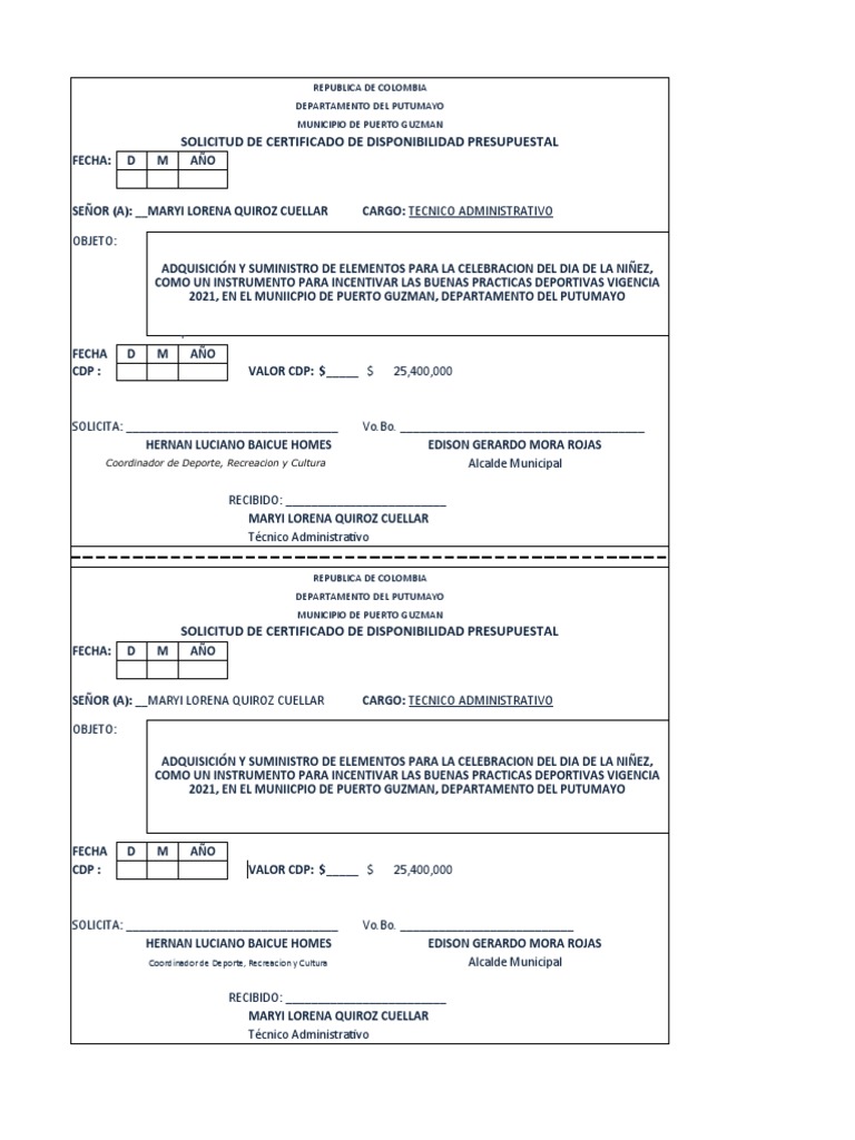 Solicitud de CDP | PDF