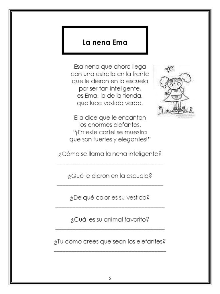 Fichas de Comprensión Lectora 1er Grado | PDF