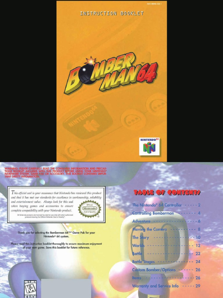 Manual Nintendo 64 Bomberman 64 | PDF