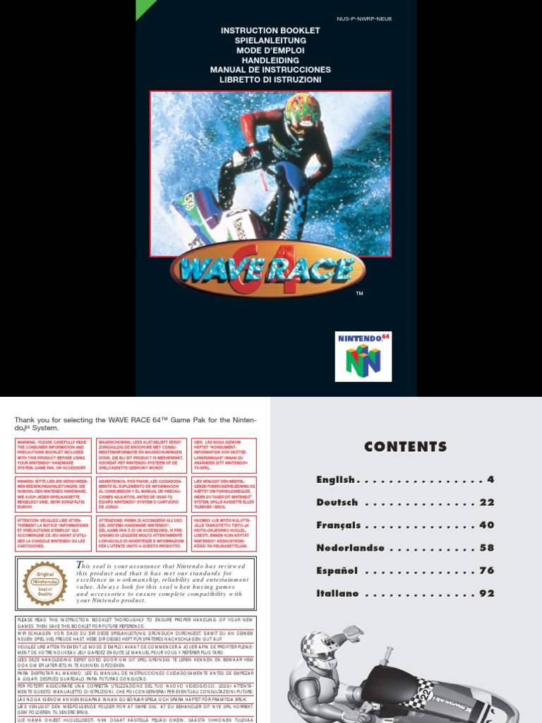 Manual Nintendo64 Wave Race 64 | PDF