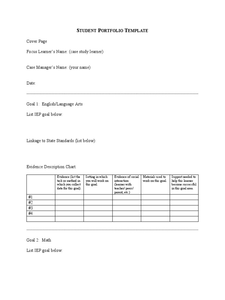 Student Portfolio Template | PDF | Individualized Education Program ...