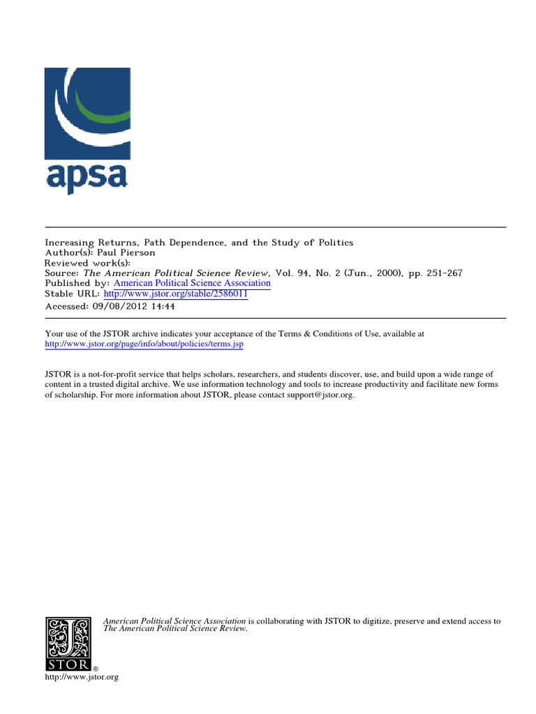 Pierson - Increasing Returns, Path Dependence, and Study of Politics ...