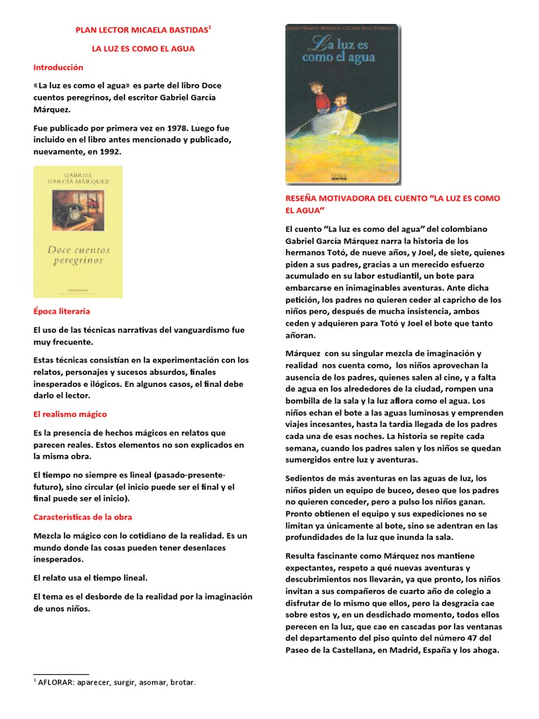 LA LUZ ES COMO EL AGUA RESEÑA | PDF