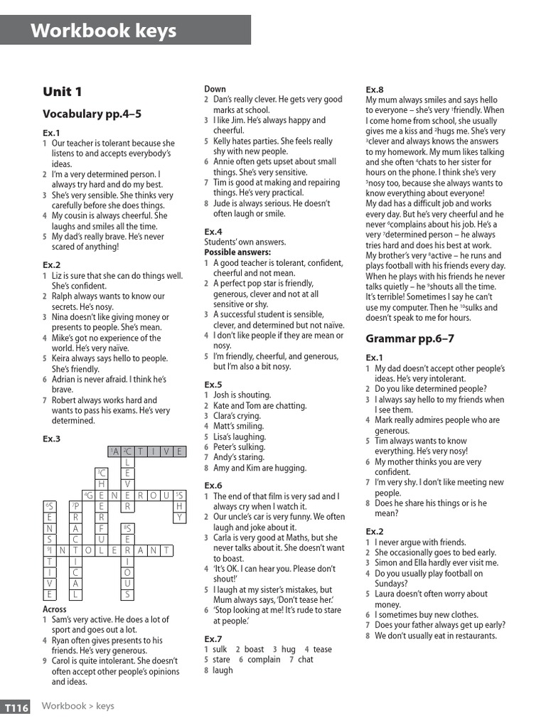 Workbook Answer Keys | PDF | Television | Foods