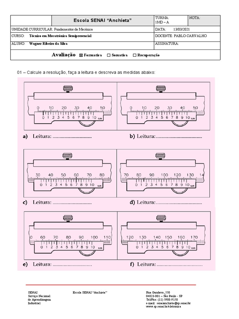 01 - Atividade - FORMATIVA - Metrologia - Paquímetro WAGNER RIBEIRO ...