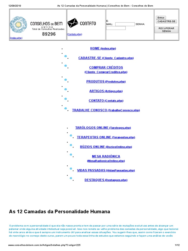 As 12 Camadas Da Personalidade Humana | PDF | Felicidade | Humano