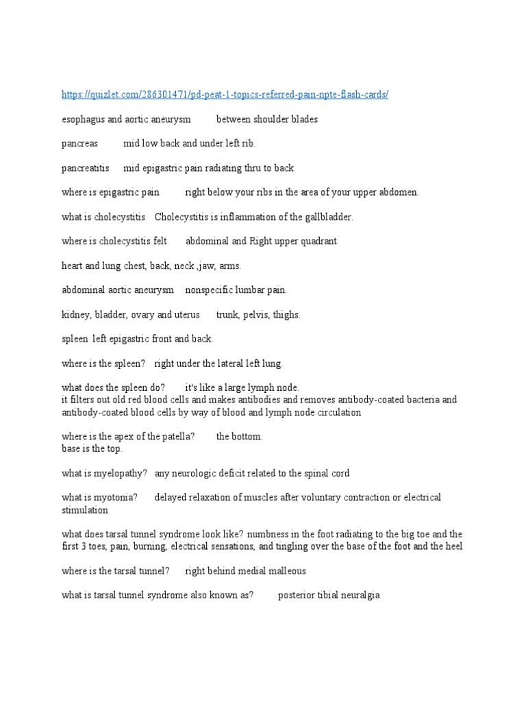 Referred Pain | PDF | Anatomical Terms Of Motion | Abdomen