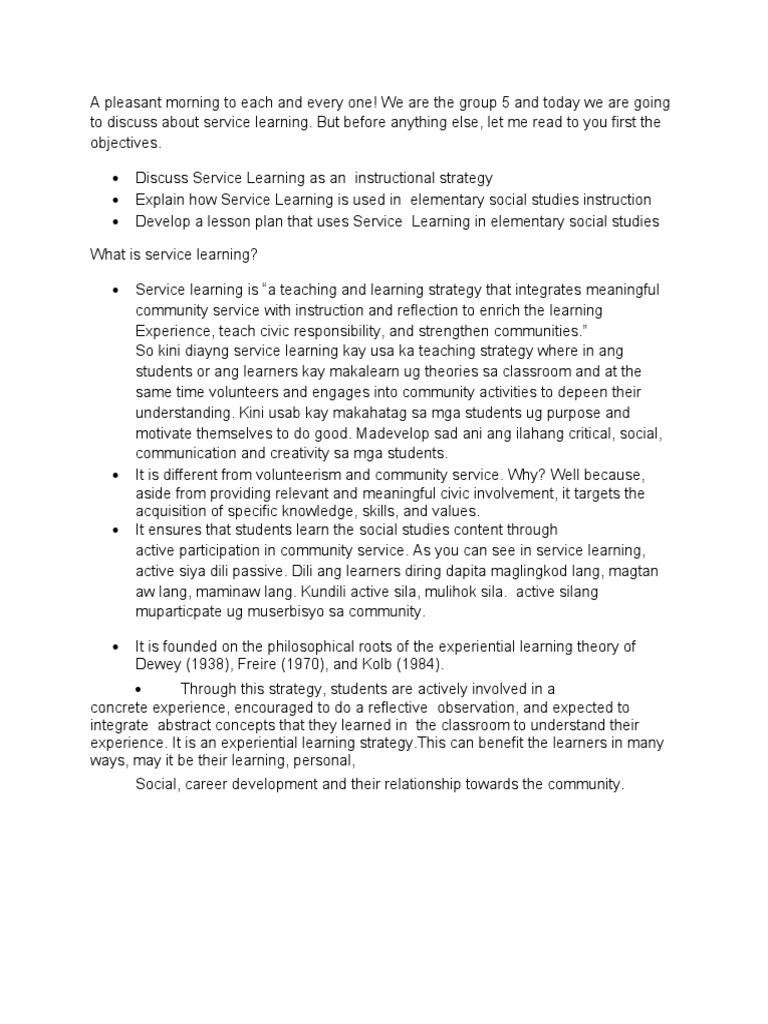 Service Learning | PDF | Service Learning | Learning Theory (Education)