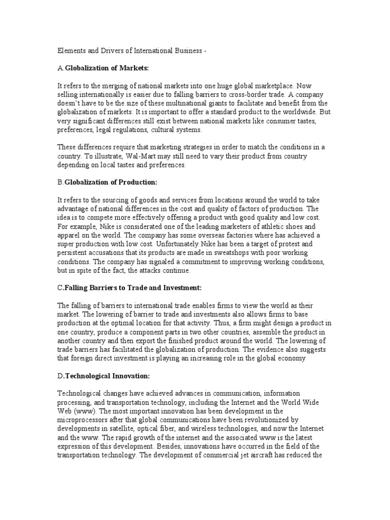 Drivers of International Business Growth | PDF | Foreign Direct ...
