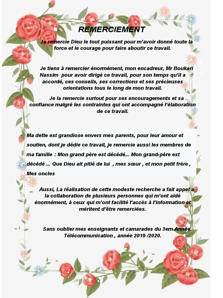 Remerciment Karim | PDF