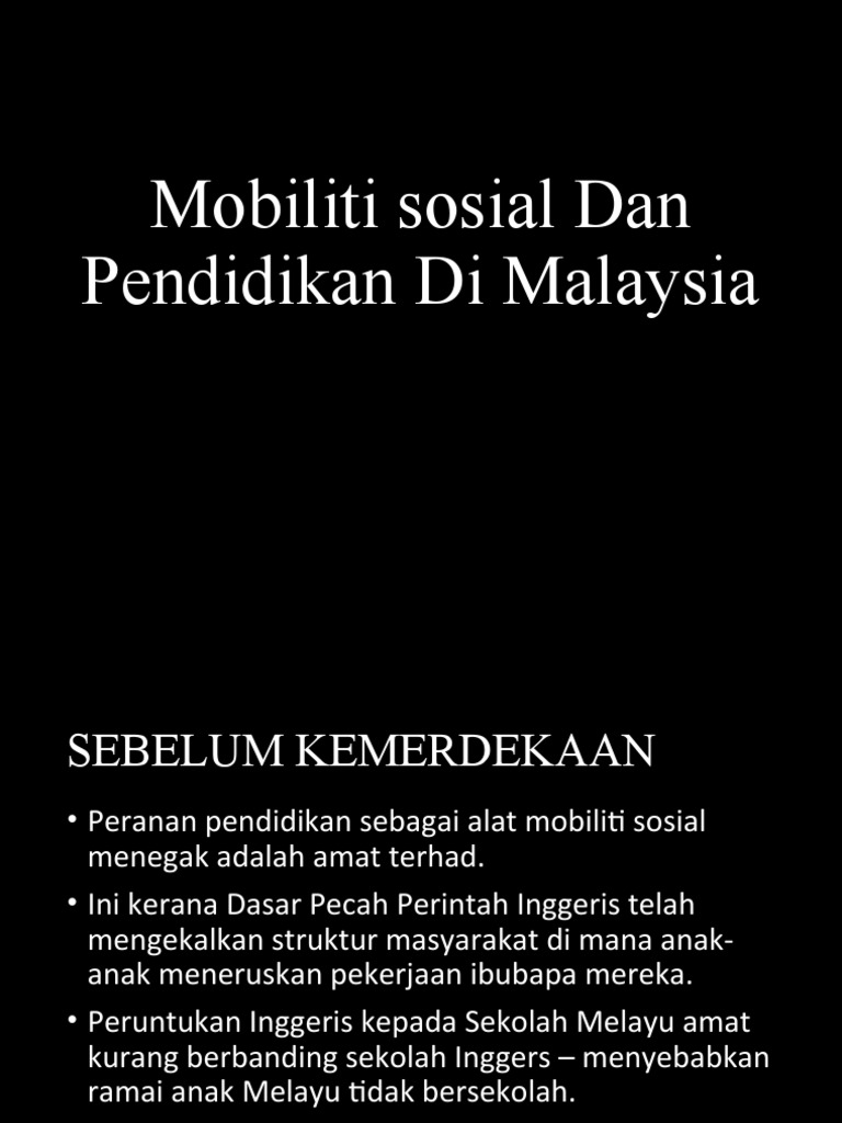 Mobiliti Sosial Di Malaysia | PDF