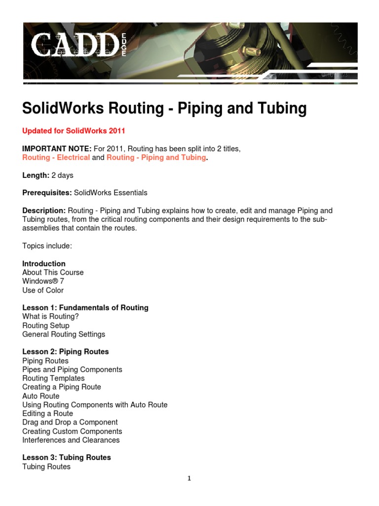 Solidworks Routing - Piping and Tubing | PDF