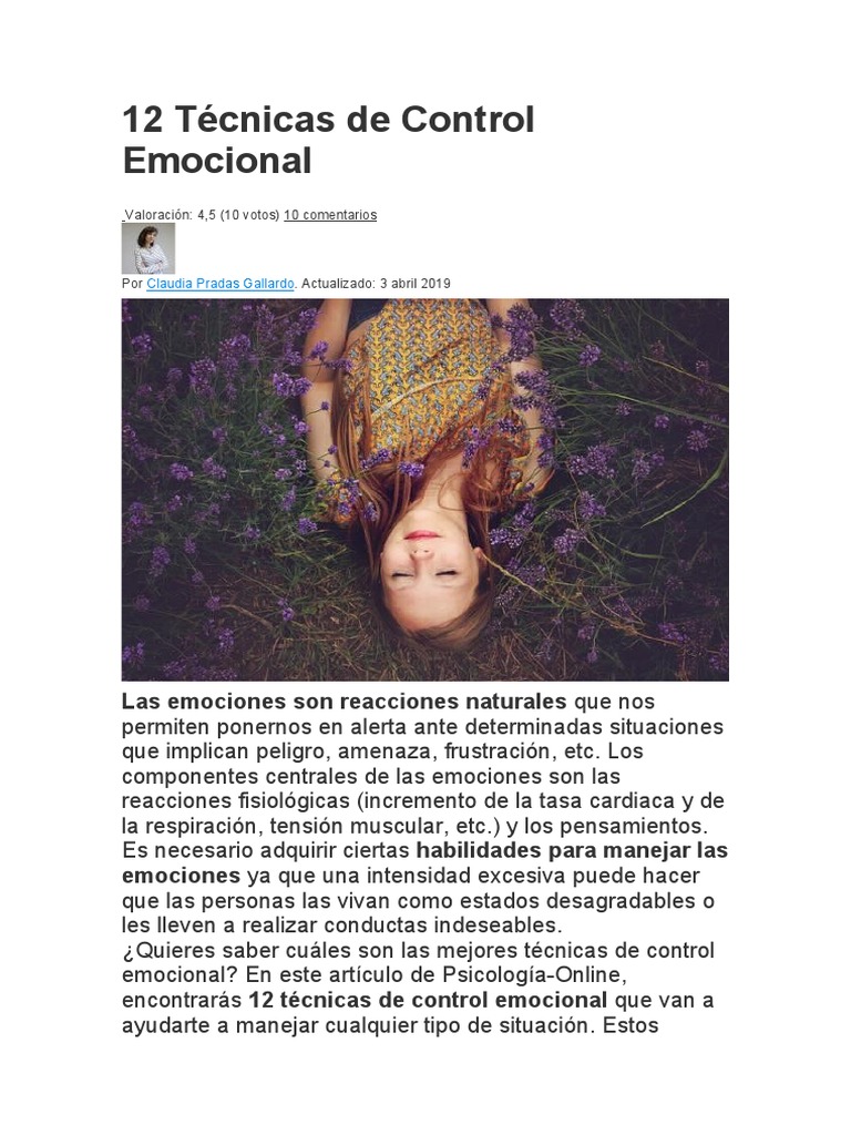 12 Técnicas de Control Emocional | PDF | Ansiedad | Ira
