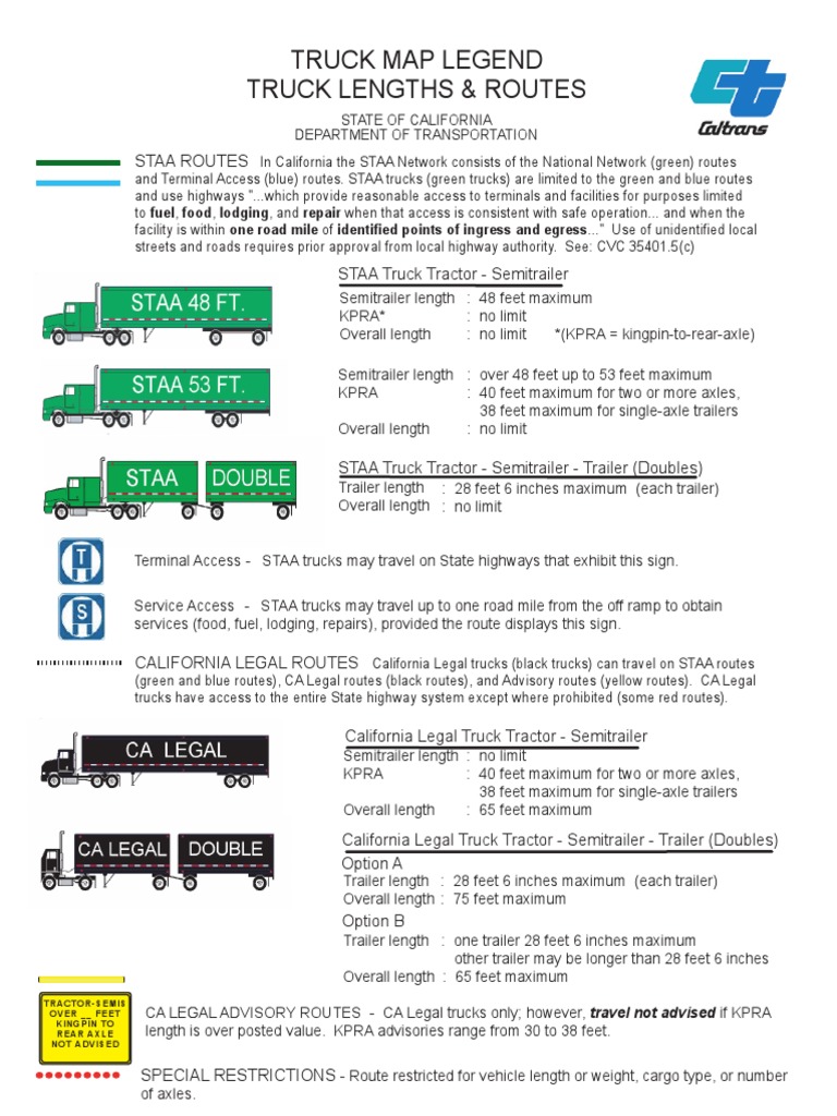 Truck Map Legend Truck Lengths & Routes | PDF | Truck | Transport