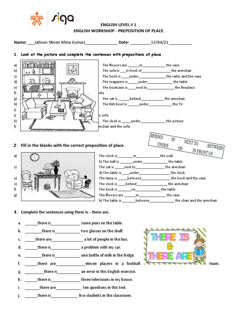 WORKSHOP - Prepositions of Place - There Is - There Are - English Class ...