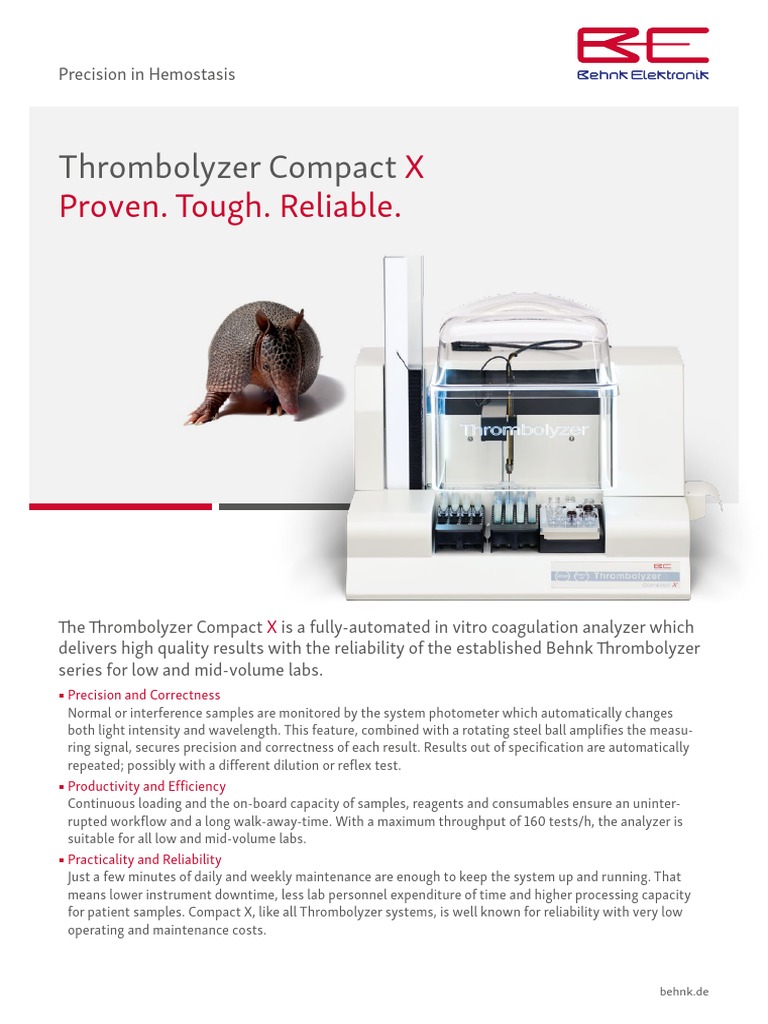 Thrombolyzer Compact: X Proven. Tough. Reliable | PDF | Reliability Engineering | Electrical ...