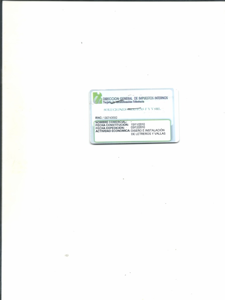 Tarjeta de RNC | PDF