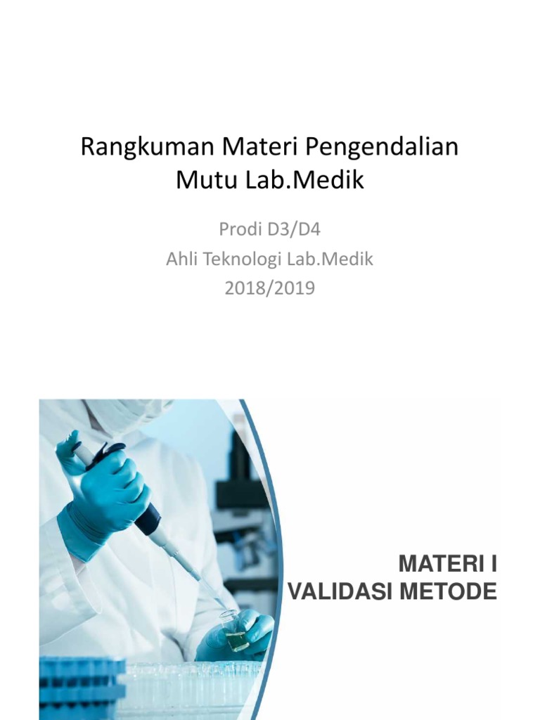 Rangkuman Materi Pengendalian Mutu Lab - Medi Prodi D3-D4 ATLM | PDF