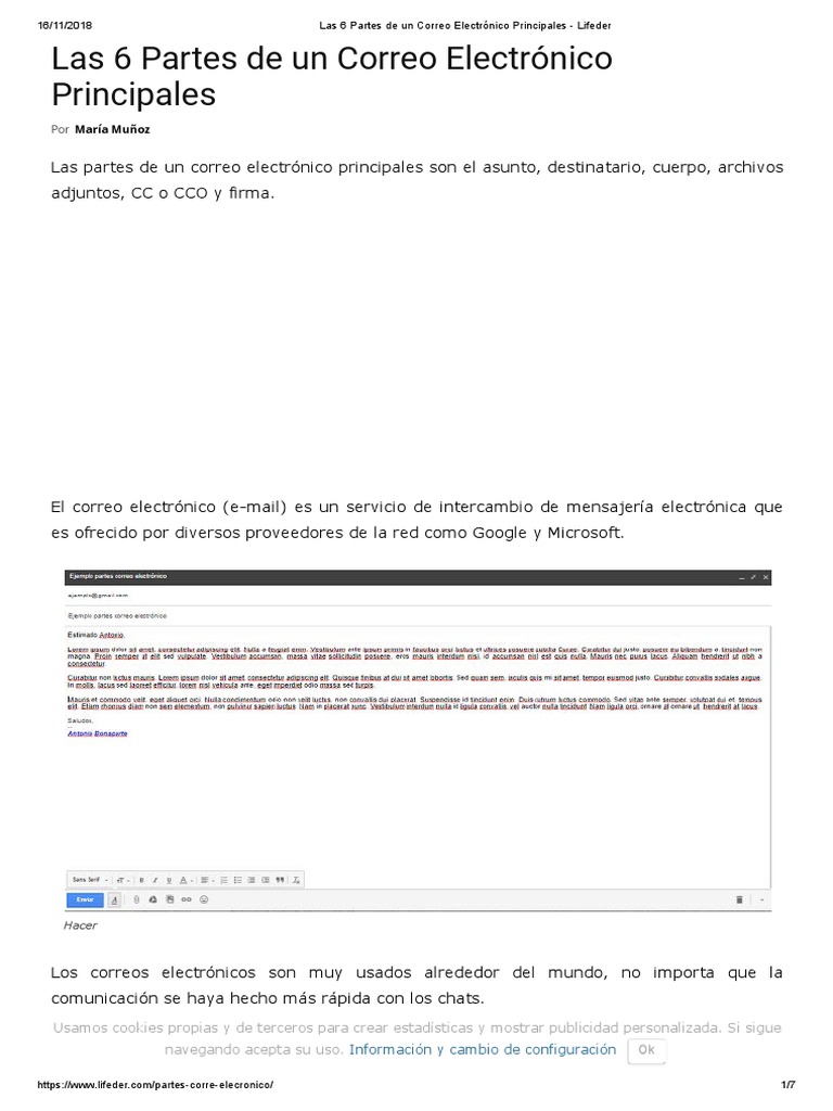 Las 6 Partes de Un Correo Electrónico Principales - Lifeder | PDF ...