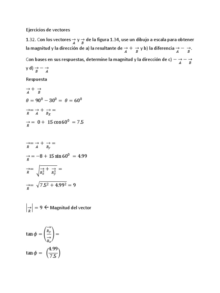 Ejercicios de Vectores | PDF | Cálculo multivariable | Cálculo vectorial