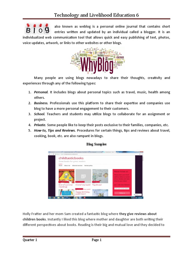 Technology and Livelihood Education 6 | PDF | Blog | Creativity