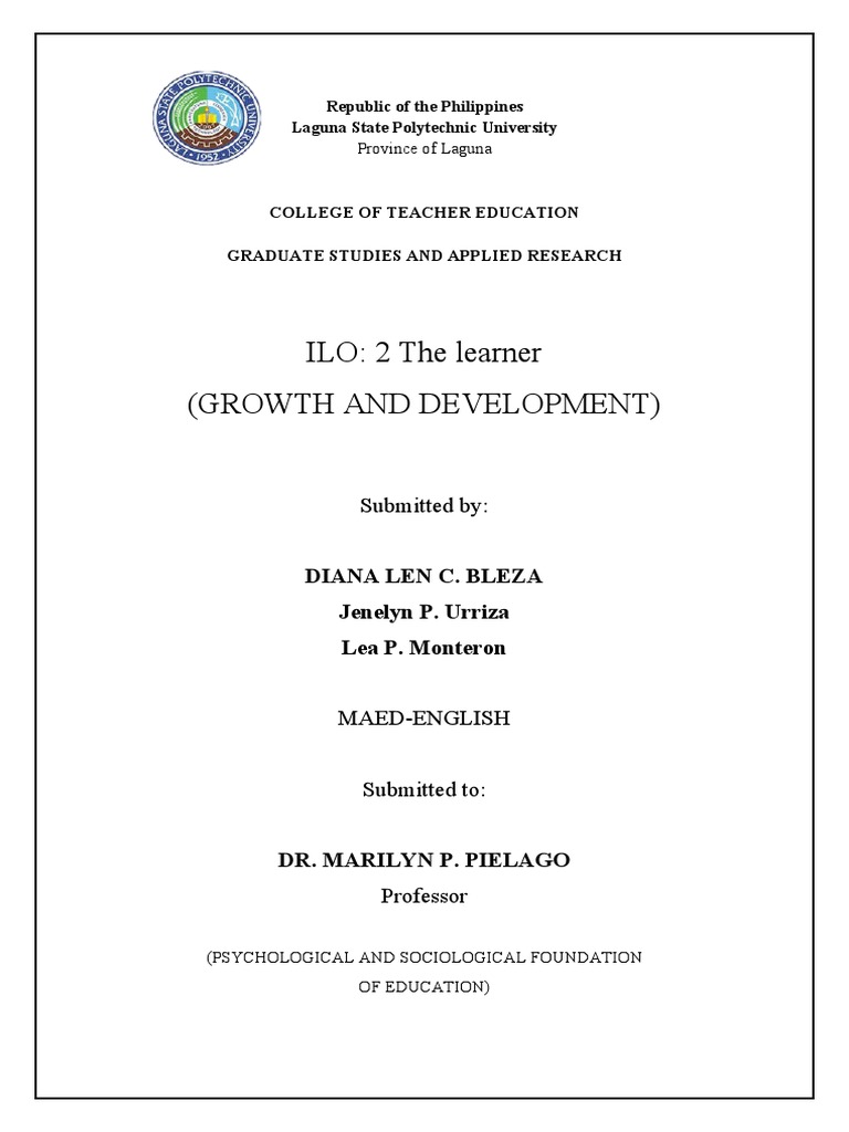 Written Report - Growth and Development | PDF | Id | Cognitive Development