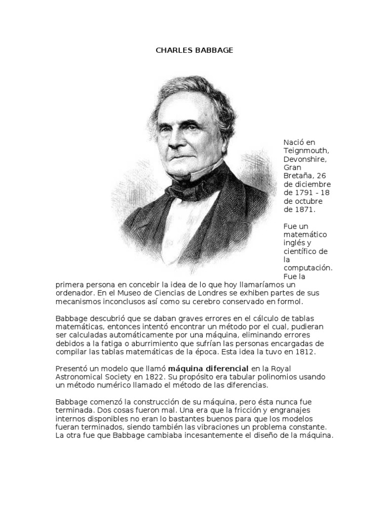 Charles Babbage | PDF | Ingeniería Informática | Science