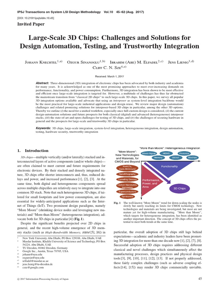 Large-Scale 3D Chips: Challenges and Solutions For Design Automation ...