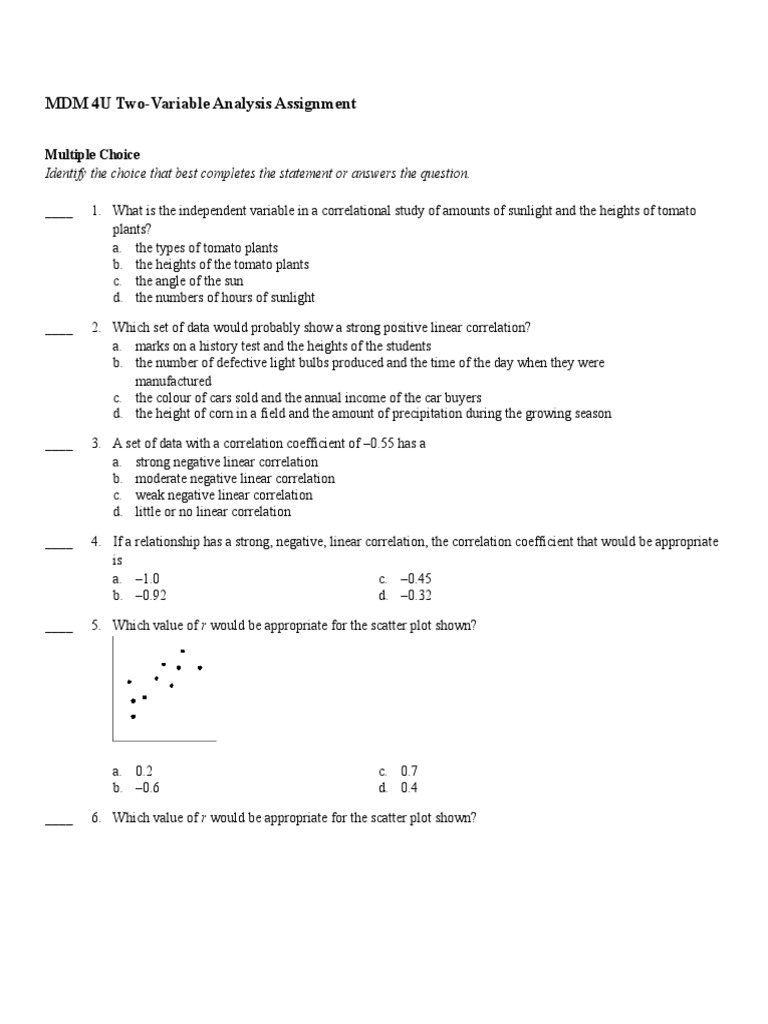 Chapter 3 Assignment | PDF | Scatter Plot | Correlation And Dependence