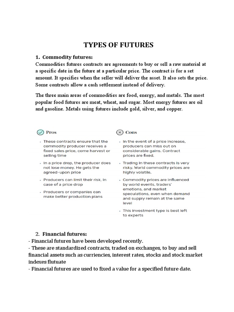 Types of Futures | PDF | Futures Contract | Hedge (Finance)