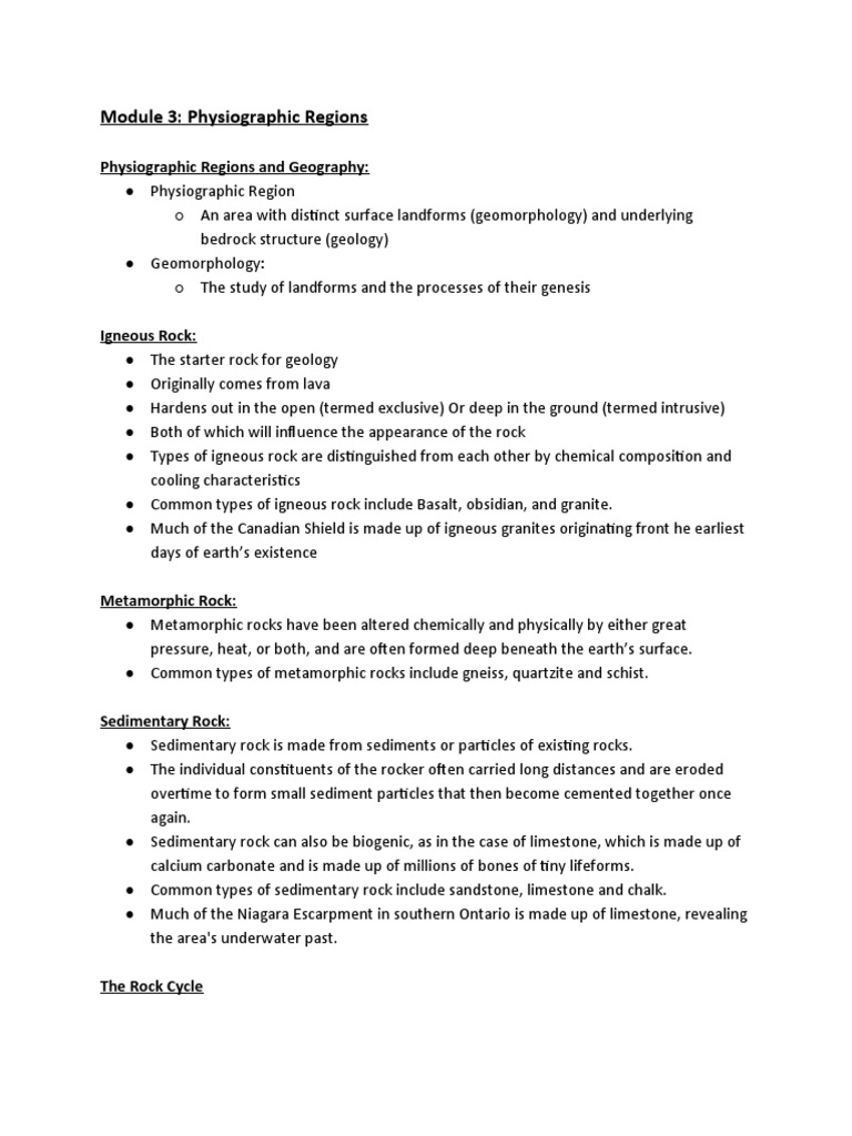 Module 3 - Physiographic Regions | PDF | Rock (Geology) | Sedimentary Rock