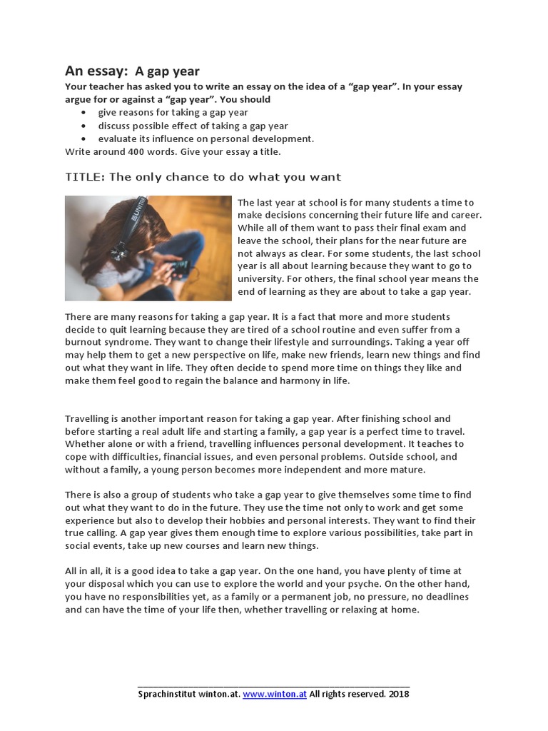 Essay On A Gap Year | PDF | Reason | Essays