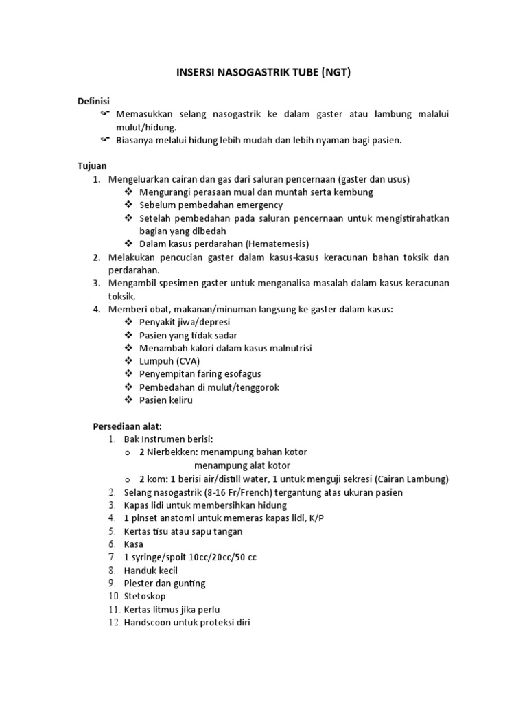 Insersi Nasogastrik Tube | PDF