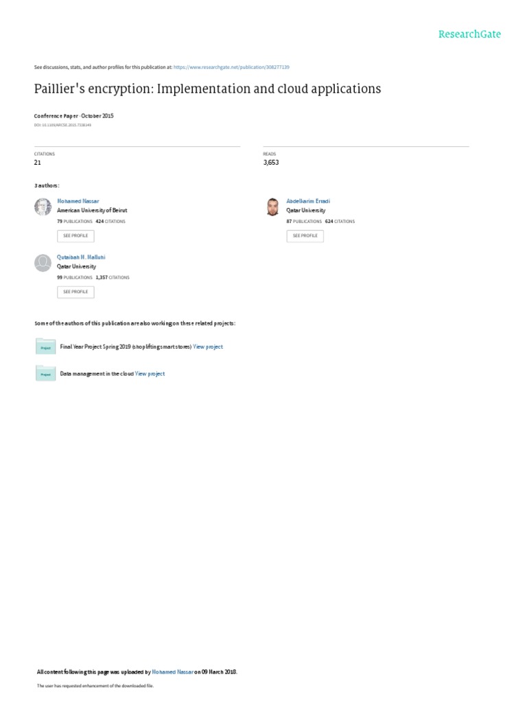 Paillier's Encryption: Implementation and Cloud Applications | PDF ...
