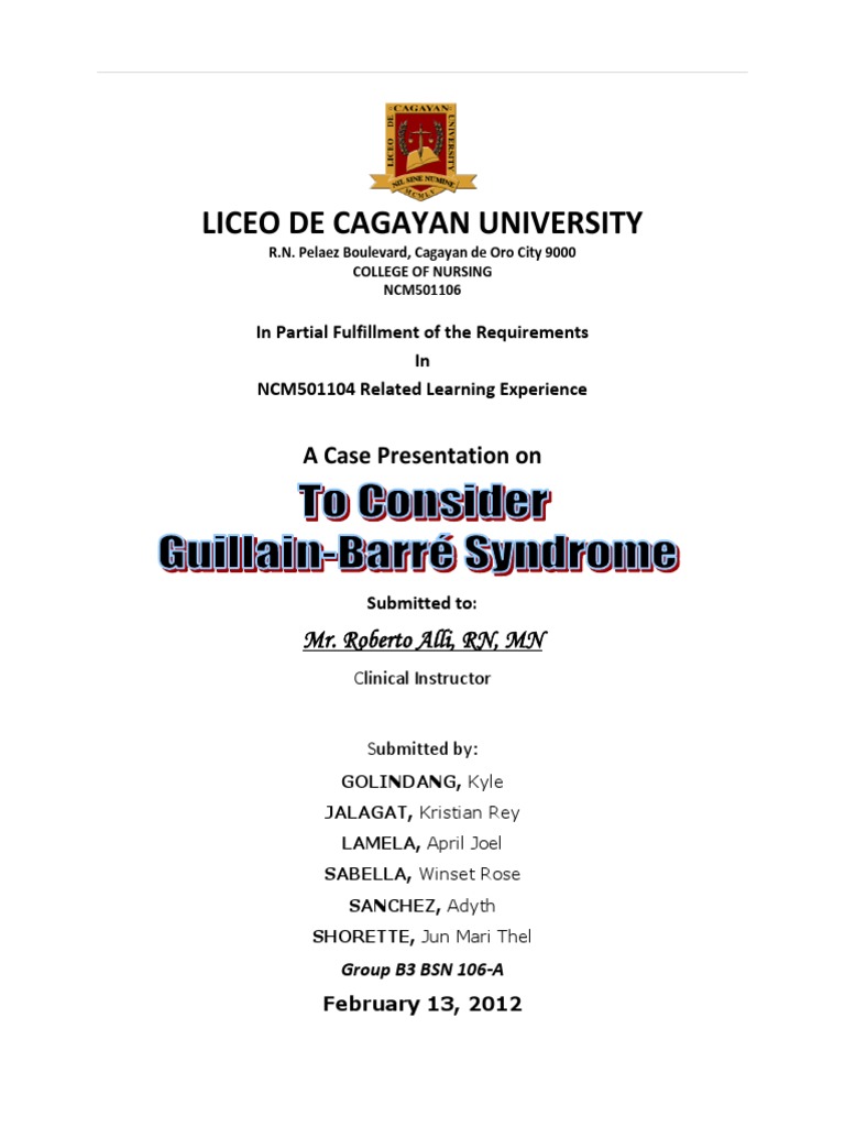 Guillain Barre Syndrome Case Study Group | PDF | Autonomic Nervous ...