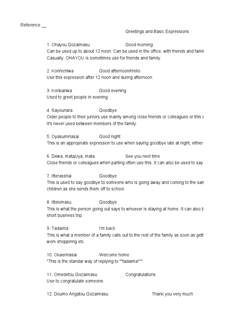 Basic Greetings | PDF | Linguistics