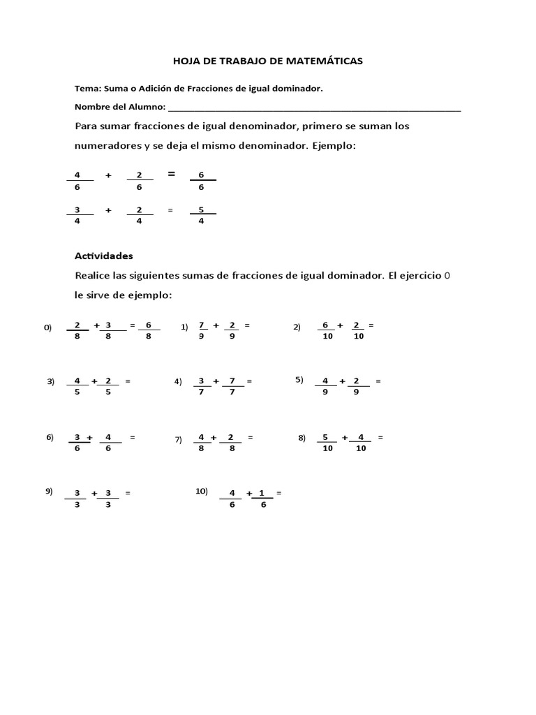 Hojas De Trabajo De Matemáticas Militares