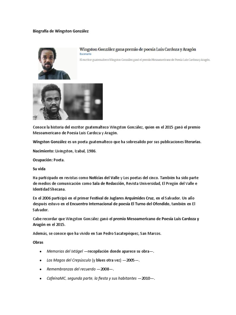 Biografía de Wingston González | PDF | Poesía | Clásicos