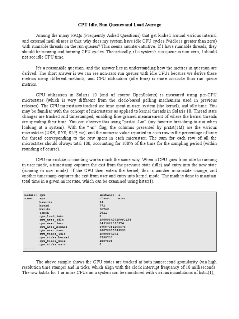 TechNotes - Solaris CPU Idel, Run Queues and Load Average | PDF ...