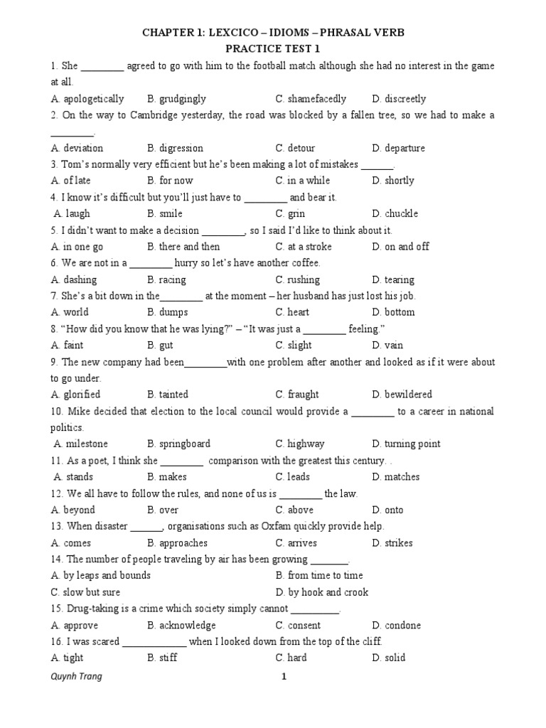 Practice Test For English | PDF