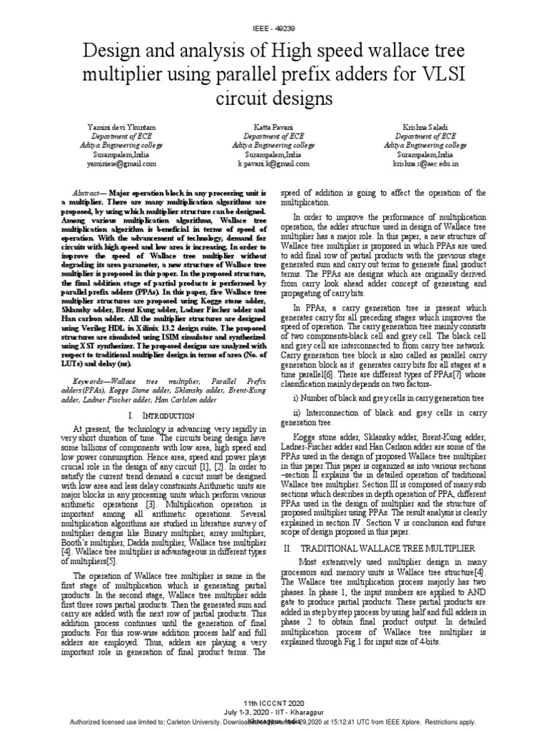 Multiplier Vlsi Paper | PDF | Arithmetic | Digital Electronics