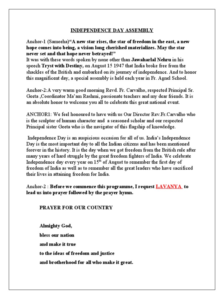 Independence Day Celebration Program | PDF | Dances
