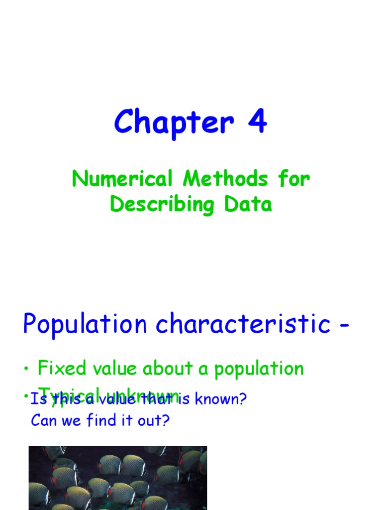 4 Numerical Methods For Describing Data | PDF | Variance | Quartile