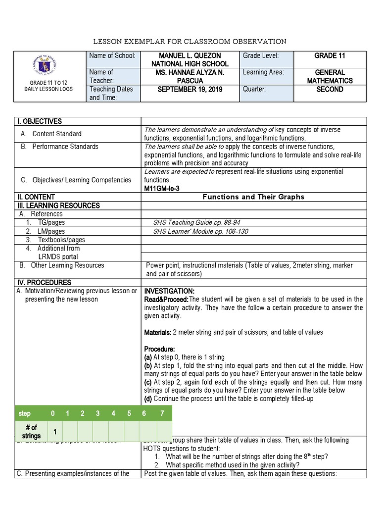 Lesson Exemplar For Classroom Observation-2 | PDF | Learning ...