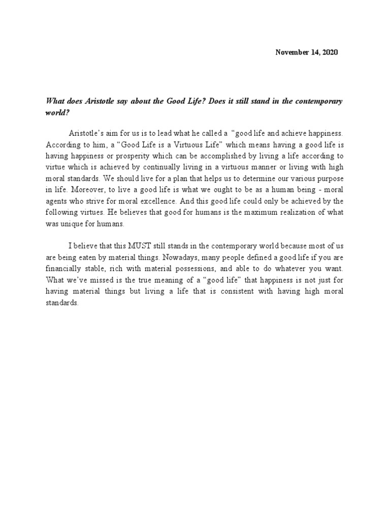 Aristotle's Good Life: Timeless Virtue | PDF